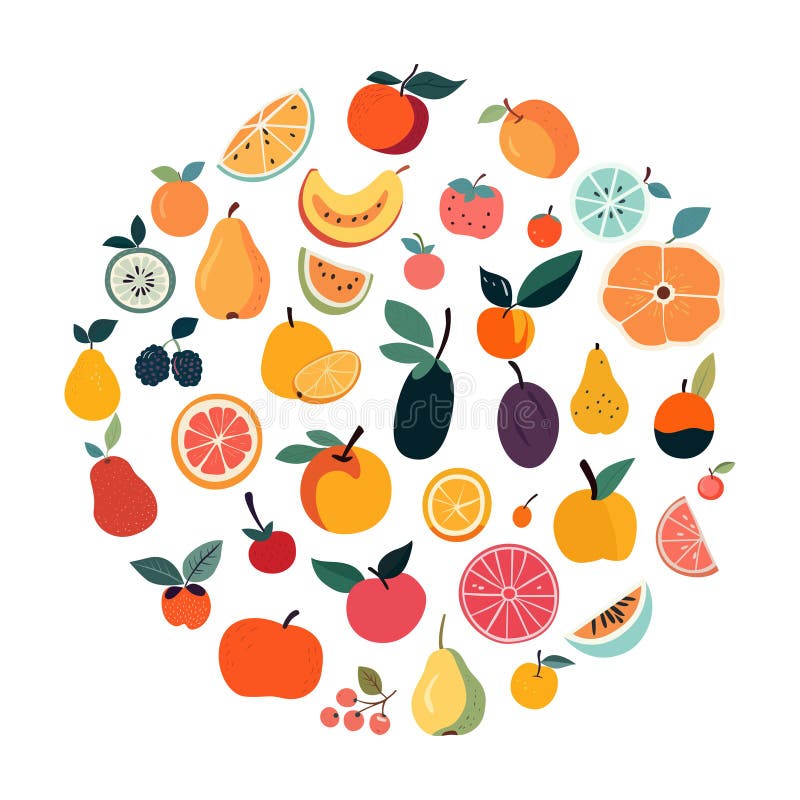 Simple Doodle Fruits Set. Vector Illustration. EPS10 Stock Vector ...