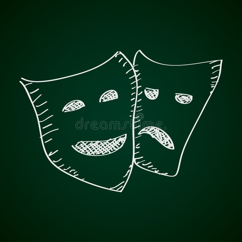 Simple Doodle of a Happy and Sad Mask Stock Vector - Illustration of ...