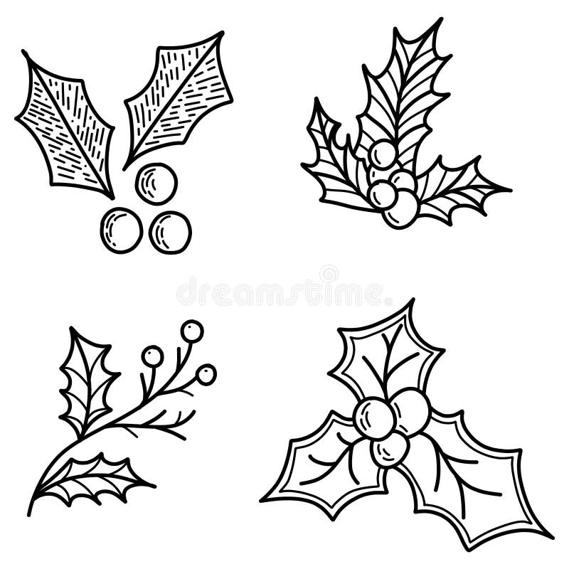 Simple Doodle Illustration of Holly Stock Vector - Illustration of ...
