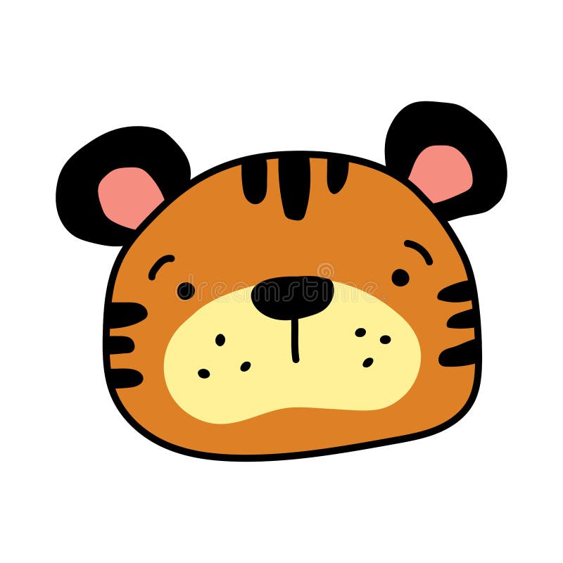Simple Doodle Illustration of a Tiger Head. Vector Illustration Stock ...