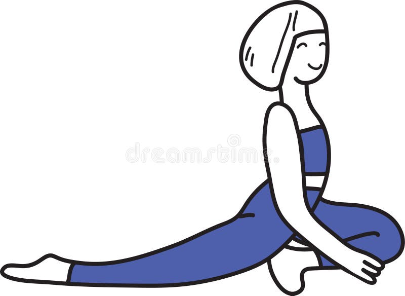 Doodle Yoga Stretching Pose Stock Vector - Illustration of cartoon ...