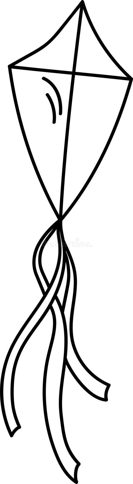 Simple Doodle Kite Drawing stock vector. Illustration of tail - 370087097