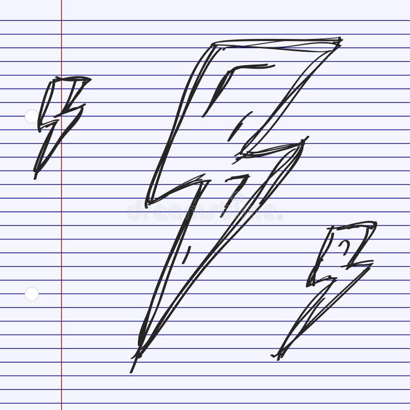 Simple Doodle Of A Lightning Bolt Stock Vector - Illustration of hand ...