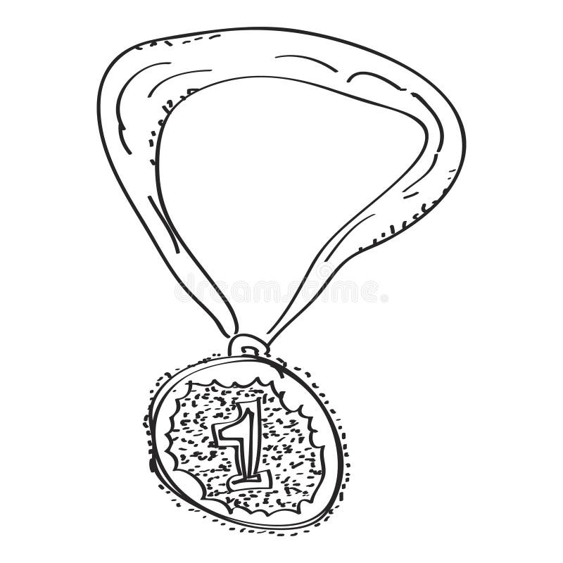 Simple doodle of a medal stock vector. Illustration of drawing - 56974733