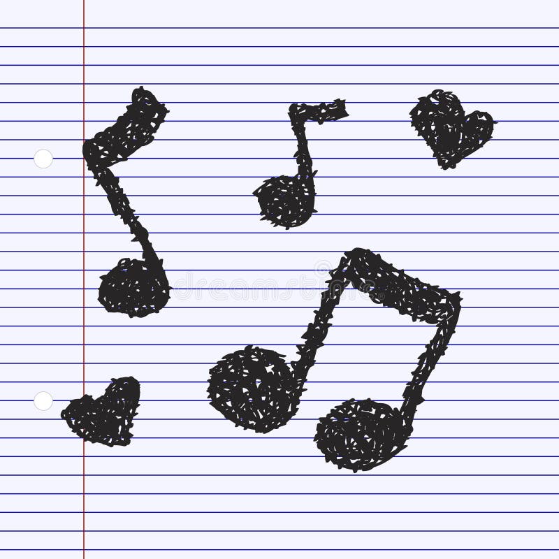 Simple Doodle of a Music Note Stock Illustration - Illustration of ...