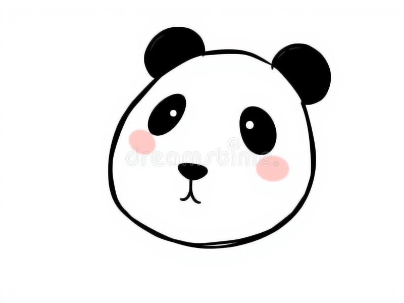 A Simple Doodle of a Panda, in the Style of Cute Doodle, with a Pastel ...