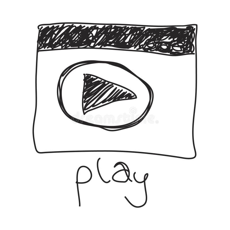 Simple Doodle of a Play Symbol Stock Vector - Illustration of hand ...