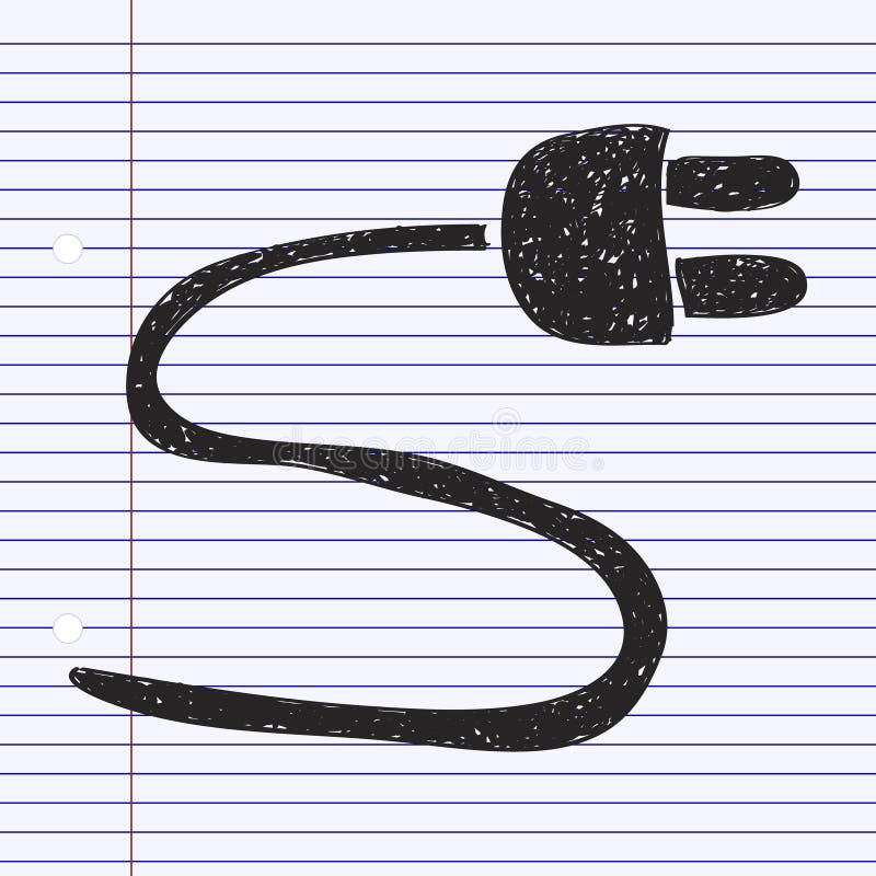 Simple Doodle of a Power Cable Stock Vector - Illustration of wire ...