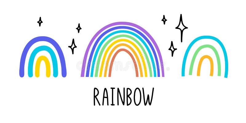 Simple Doodle Rainbow Cartoon Line Decorative Element Stock Vector ...