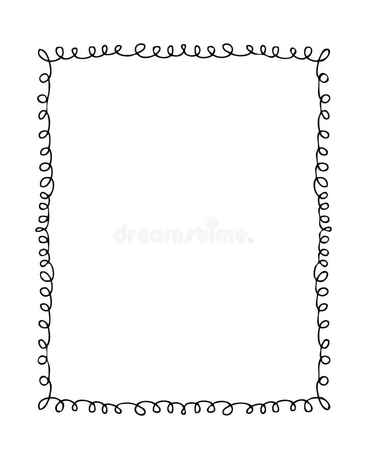 Simple Doodle Rectangular Vertical Empty Frame. Isolated Vector ...