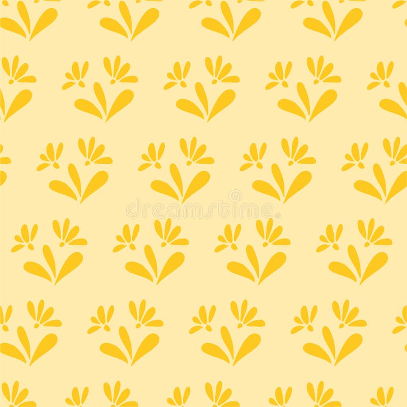 Simple Doodle Seamless Pattern Hand Drawn Yellow Flowers on a Light ...
