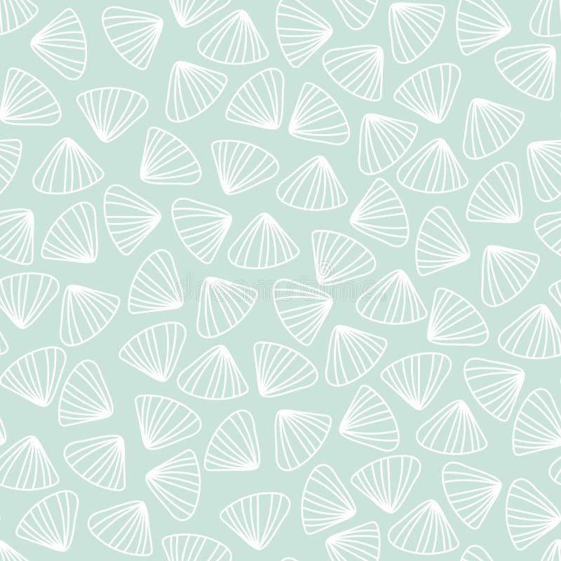 Simple Doodle Shells Seamless Vector Pattern on a Pastel Aqua Blue ...