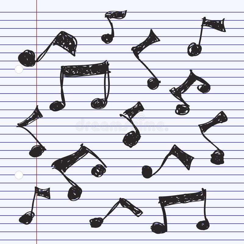 Simple Doodle of Some Music Notes Stock Vector - Illustration of white ...