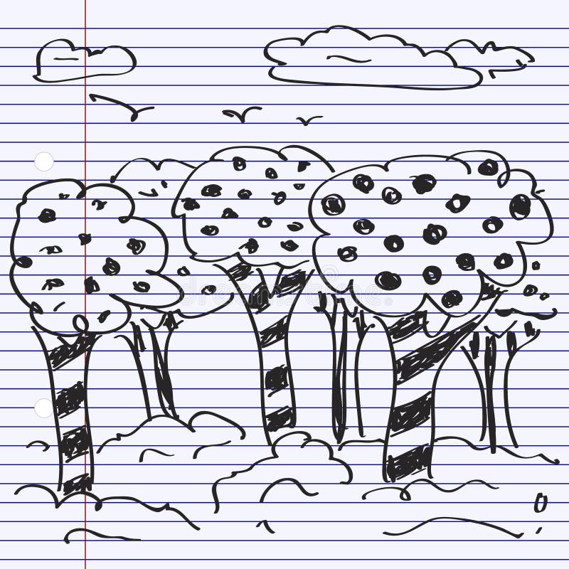 Simple Doodle of Some Trees Stock Vector - Illustration of trees ...