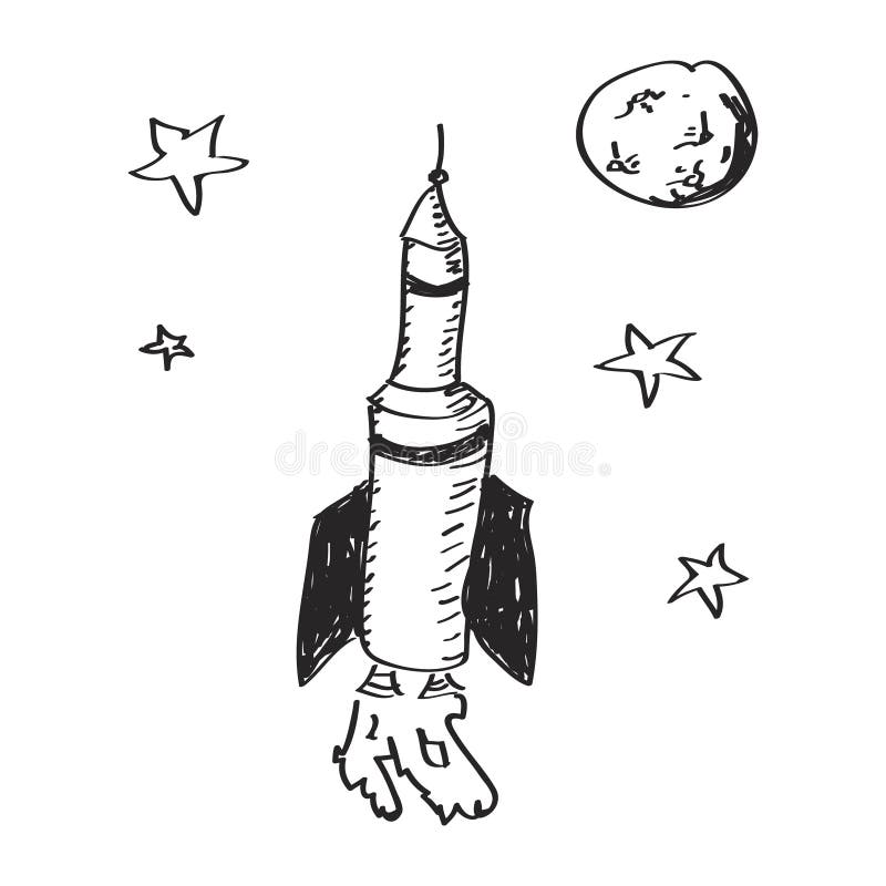Simple Doodle of a Space Rocket Stock Vector - Illustration of cartoon ...