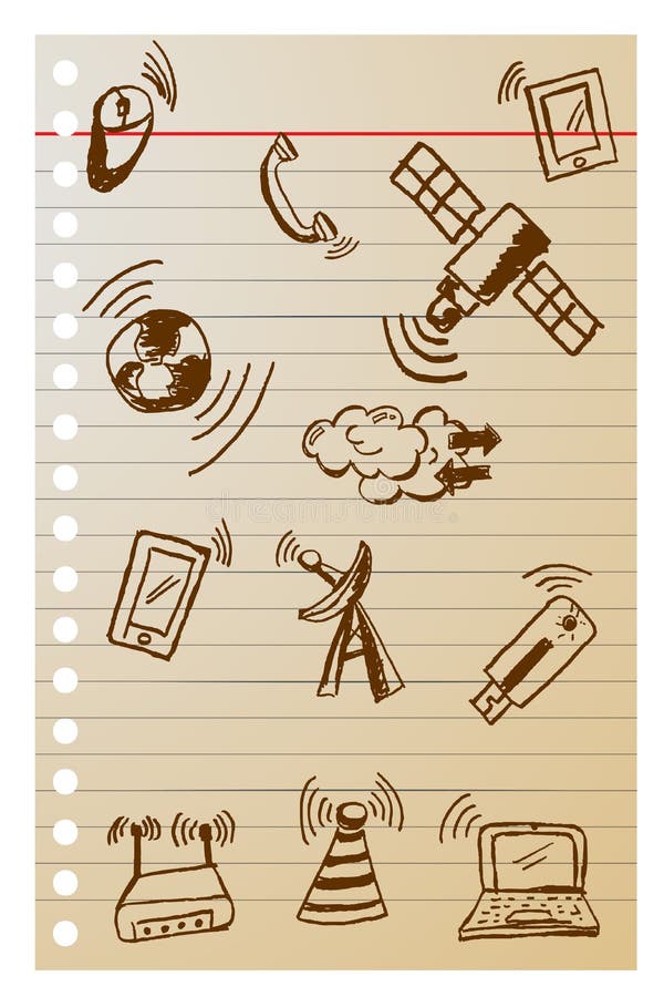 Simple Doodle Telecommunication Signal Stock Vector - Illustration of ...