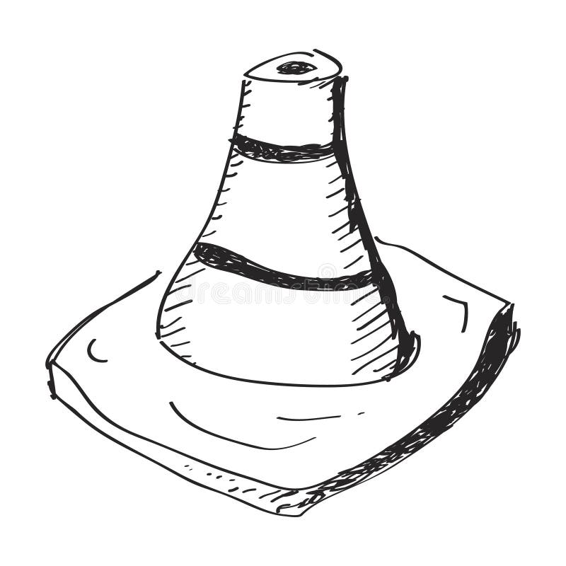 Simple Doodle of a Traffic Cone Stock Vector - Illustration of sign ...