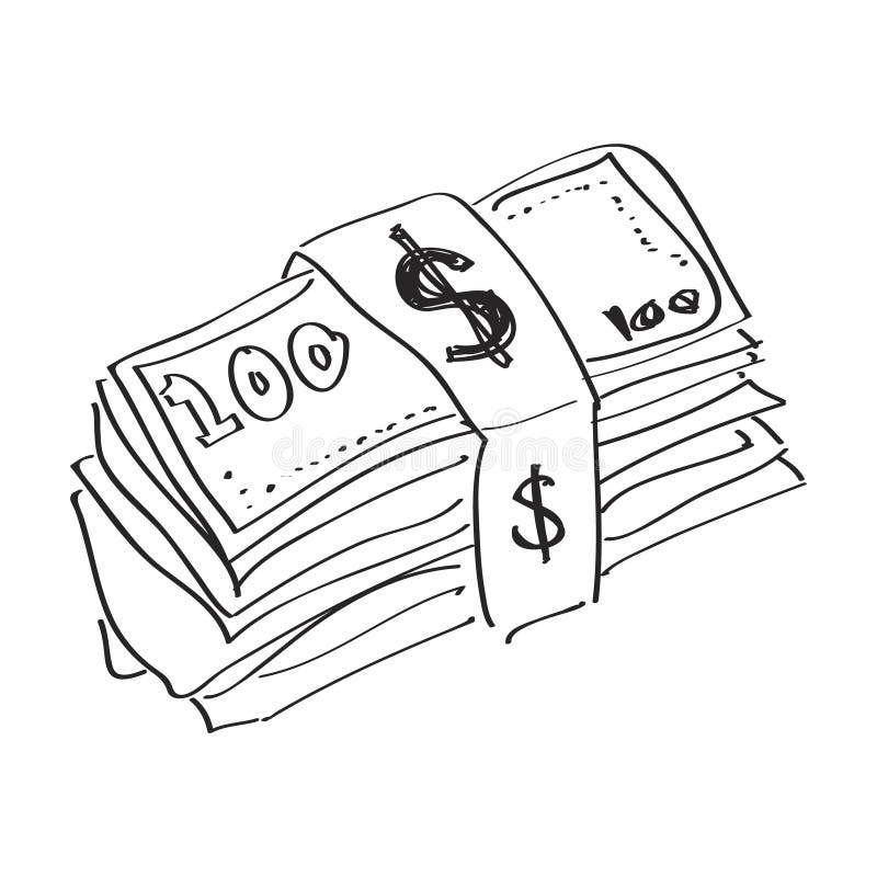 Simple Doodle of a Wad of Bank Notes Stock Vector - Illustration of ...