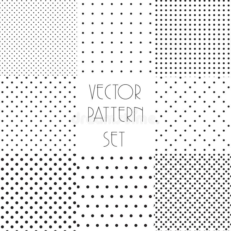 Simple Dotted Patterns. Seamless Vector Collection. Black and White ...