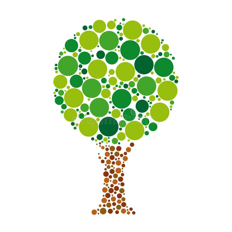 Simple Dotted Tree Illustration Stock Vector - Illustration of symbol ...