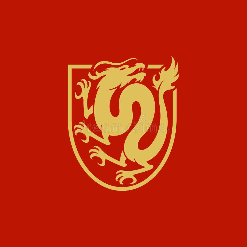 Simple dragon logo stock illustration. Illustration of gold - 303892902