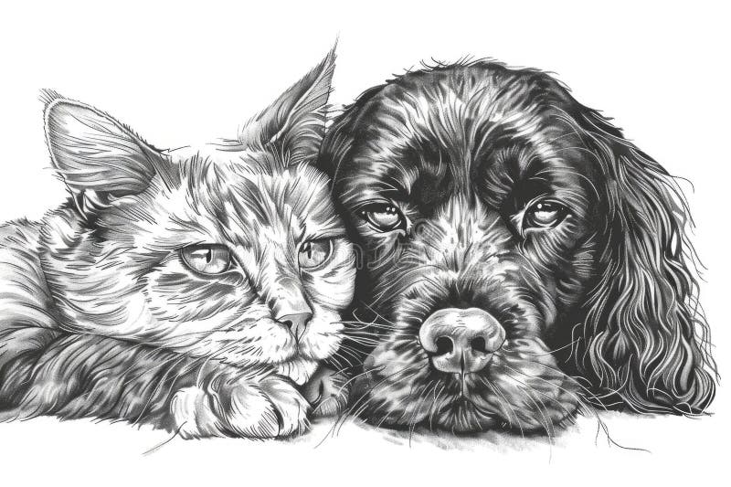 Simple Drawing of a Cat and a Dog, Suitable for Various Design Projects ...