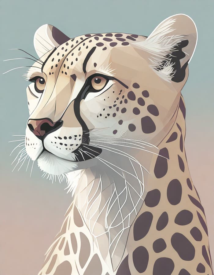 Simple Drawing of a Cheetah Stock Illustration - Illustration of design ...