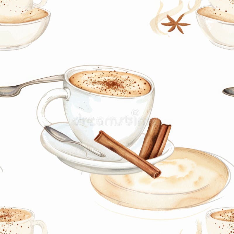 A Simple Drawing of a Coffee Cup and Spoon. Perfect for Coffee Shop ...