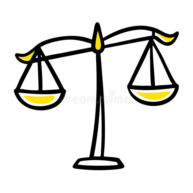 A Simple Drawing Features a Balance Scale with a Yellow Accent Stock ...