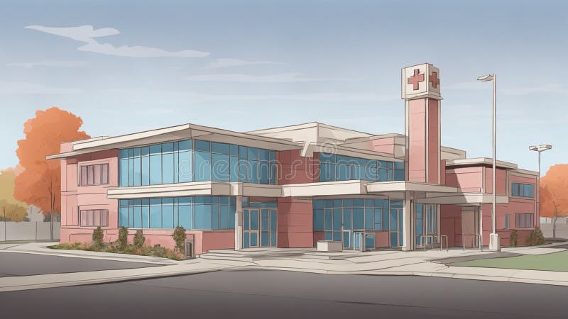 A Simple Drawing of Health Center Stock Photo - Image of health ...