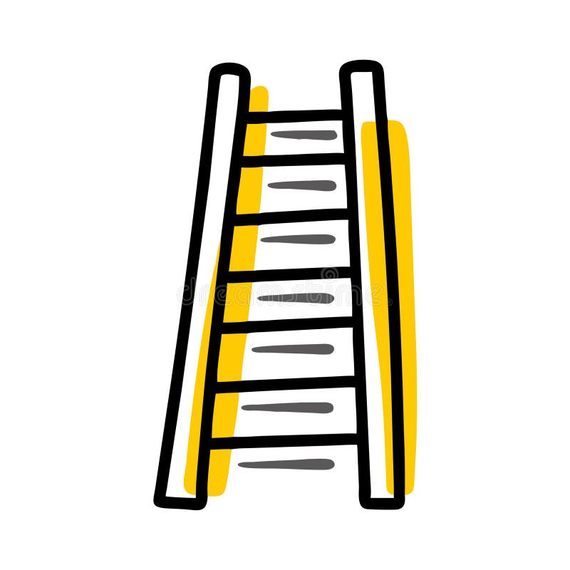 A Simple Drawing of a Ladder Features Black Lines and Yellow Highlights ...