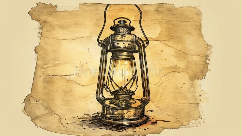 A Simple Drawing of a Lantern on a Piece of Paper Stock Image - Image ...