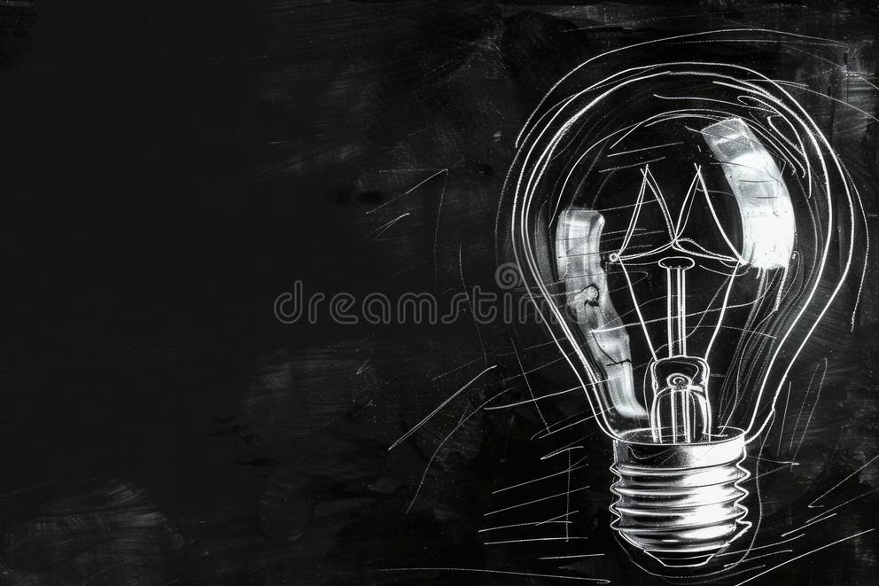 A Simple Drawing of a Light Bulb on a Blackboard, Perfect for ...
