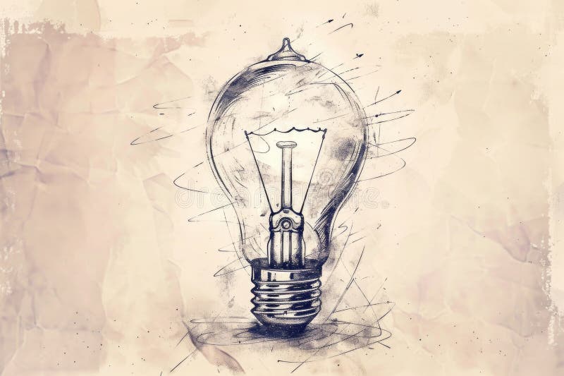 A Simple Drawing of a Light Bulb on Paper. Great for Educational ...