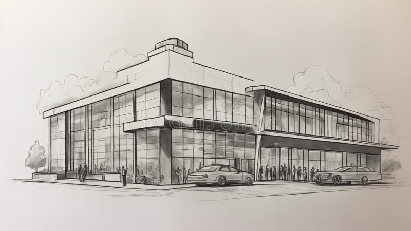 A Simple Drawing of Office Building Stock Illustration - Illustration ...