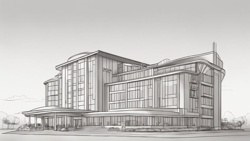 A Simple Drawing of Office Building Stock Photo - Image of building ...