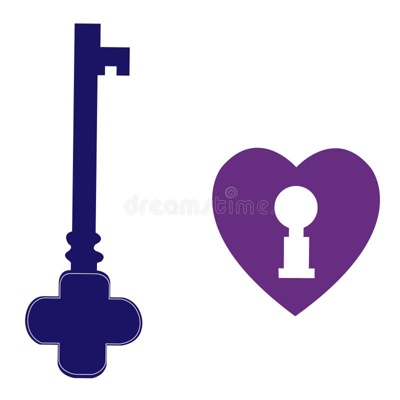 Simple Drawing of Purple Key and Key Hole Stock Illustration ...