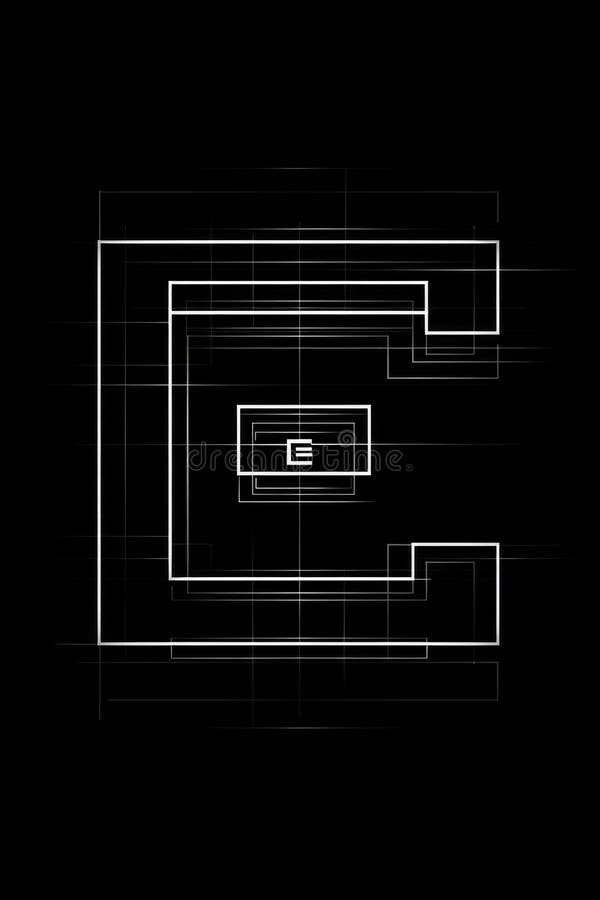 A Simple Drawing of a Rectangle in Black and White Stock Photo - Image ...