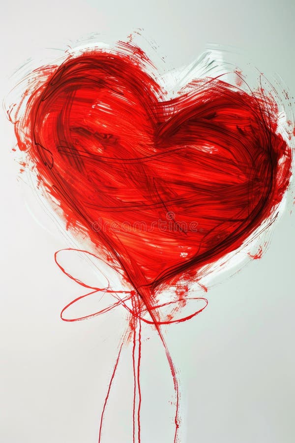 Simple Drawing of a Red Heart on a Stick, Perfect for Various Romantic ...