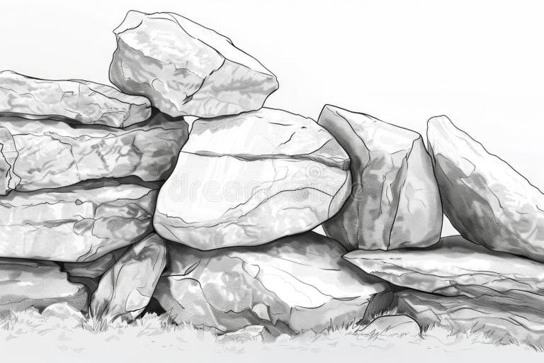 A Simple Drawing of Rocks in a Field. Suitable for Various Design ...