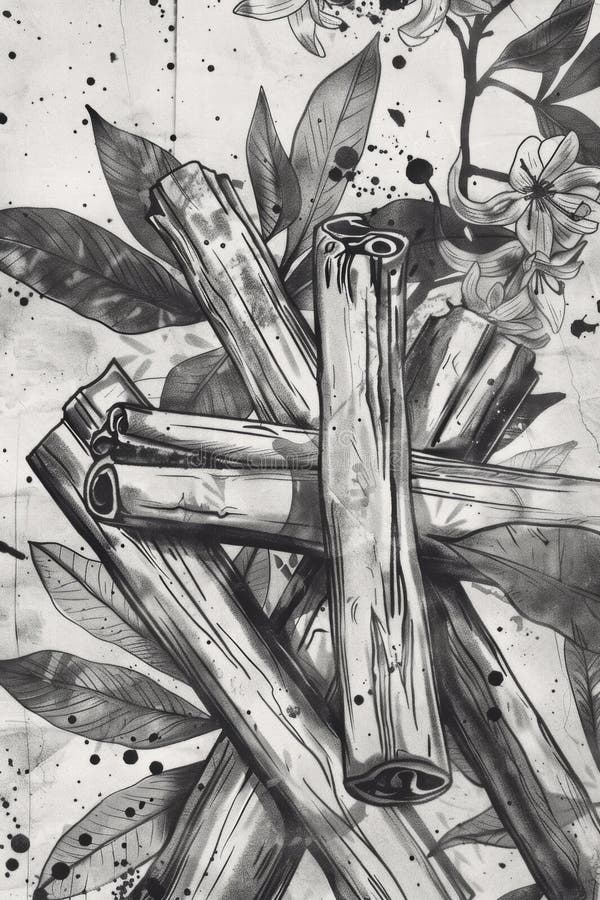 Simple Drawing of Sticks and Flowers, Suitable for Various Design ...