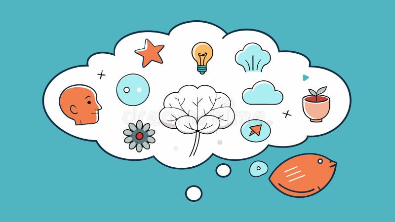 A Simple Drawing of a Thought Bubble with Various Images and Symbols ...