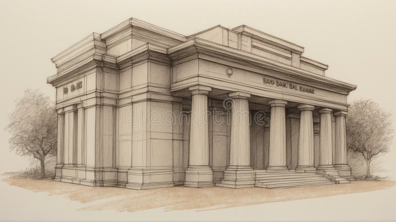 A Simple Drawing of Traditional Building Stock Image - Image of arch ...