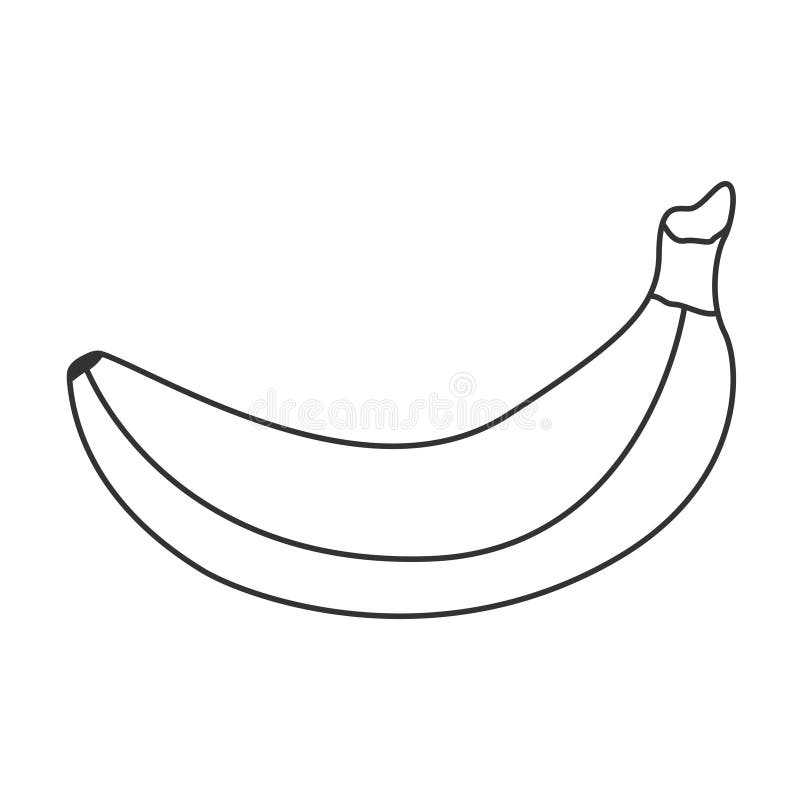 Simple Drawing of Whole Banana Icon in Peel. Doodle Style Outlined ...