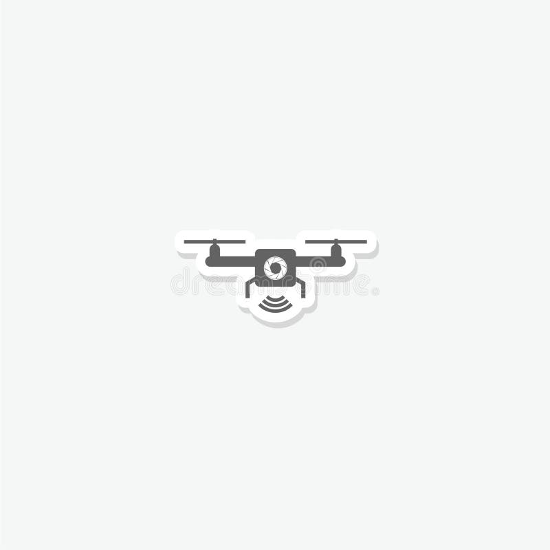 Simple Drone Icon Sticker Isolated on Gray Background Stock ...