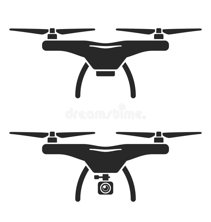 Simple Drone Icons Silhouette One with Camera Stock Vector ...