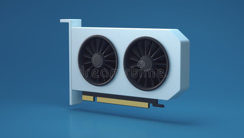 Simple Dual Fan Graphics Card GPU on Blue Studio Background. Stock ...