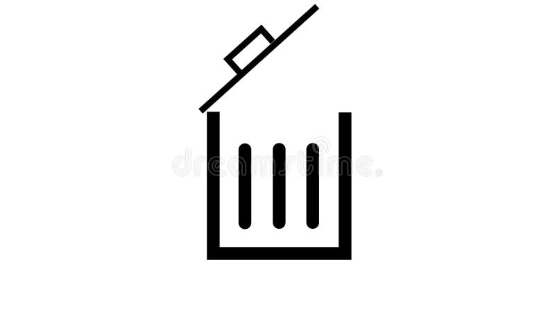 White Dustbin Icon Animation on Black Background Stock Video - Video of ...