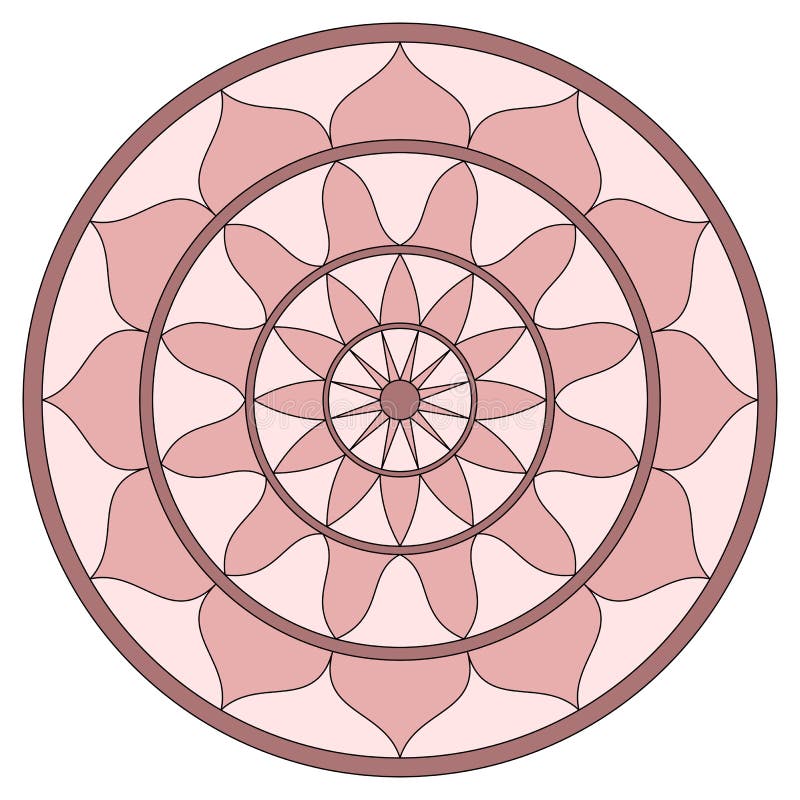 Simple Dusty Rose Mandala with Concentric Circles. Vector Design Stock ...