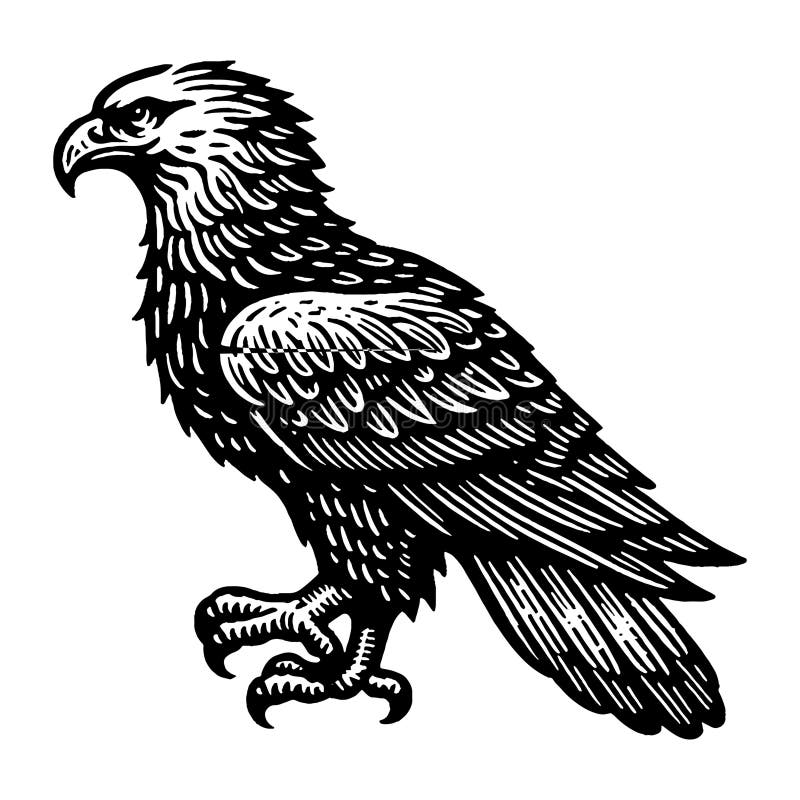 Simple Eagle Side View Vector Vintage Retro Logo Design. Stock Vector ...